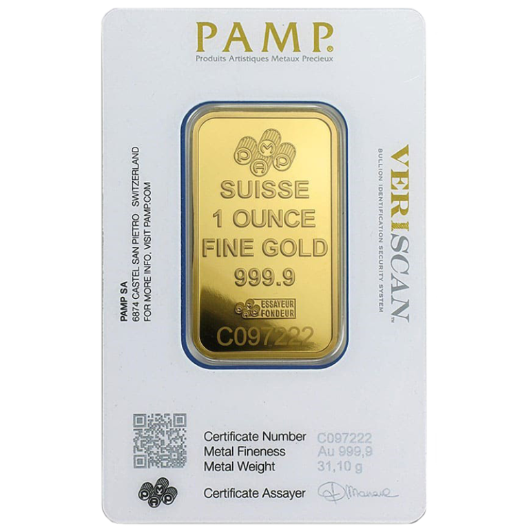 Buy 1 oz Gold Bar Pamp Suisse | Fine Gold Bullion